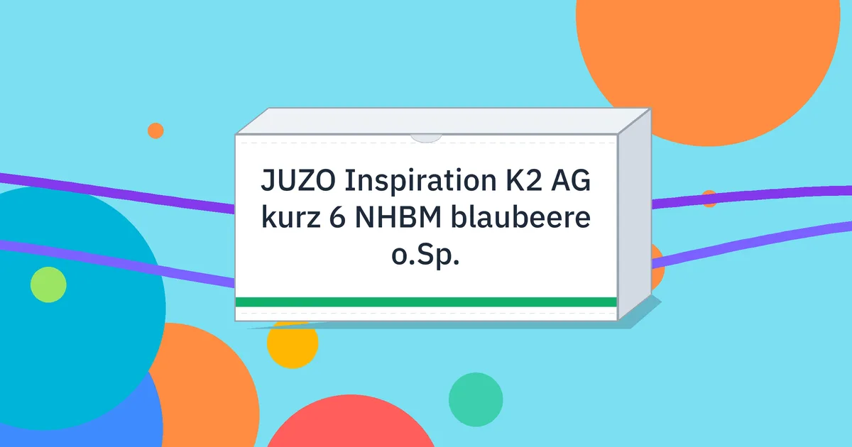 Symbolbild: Packung mit der Aufschrift JUZO Inspiration K2 AG kurz 6 NHBM blaubeere o.Sp. (PZN 14950260) – Verfügbarkeit und Bezug in Apotheken in Frankfurt am Main