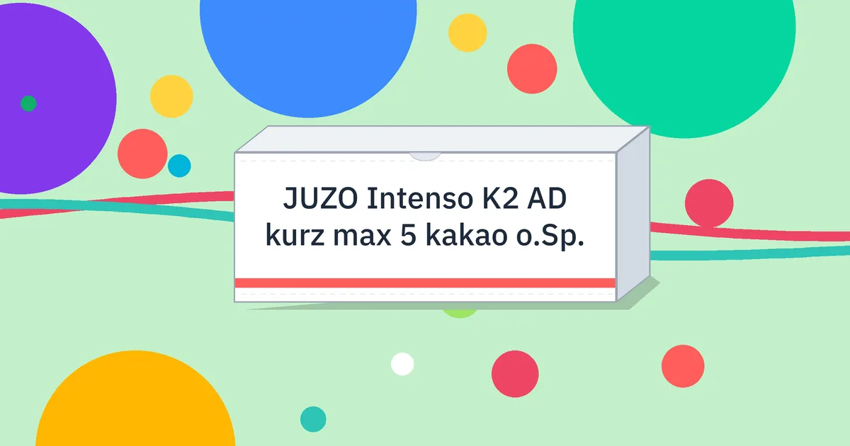 Symbolbild: Packung mit der Aufschrift JUZO Intenso K2 AD kurz max 5 kakao o.Sp. (PZN 18619496) – Verfügbarkeit und Bezug in Apotheken in Frankfurt am Main