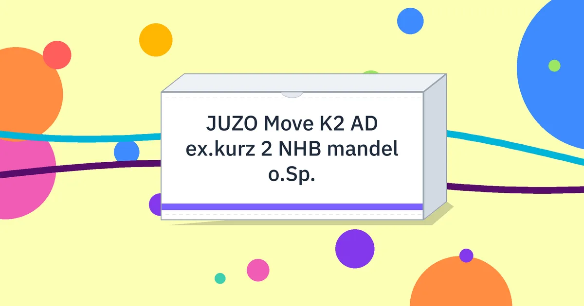 Symbolbild: Packung mit der Aufschrift JUZO Move K2 AD ex.kurz 2 NHB mandel o.Sp. (PZN 16341542) – Verfügbarkeit und Bezug in Apotheken in Frankfurt am Main