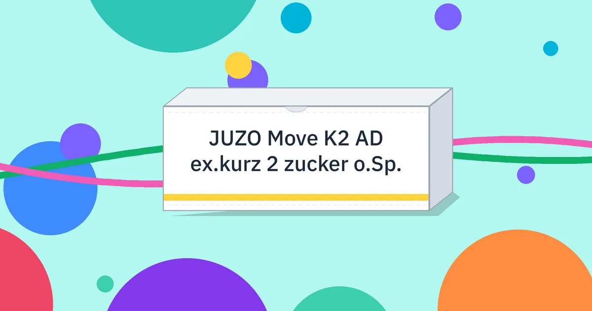 Symbolbild: Packung mit der Aufschrift JUZO Move K2 AD ex.kurz 2 zucker o.Sp. (PZN 18510397) – Verfügbarkeit und Bezug in Apotheken in Frankfurt am Main