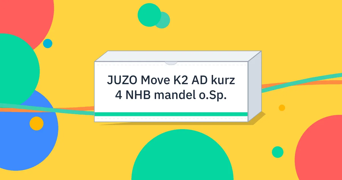 Symbolbild: Packung mit der Aufschrift JUZO Move K2 AD kurz 4 NHB mandel o.Sp. (PZN 16341424) – Verfügbarkeit und Bezug in Apotheken in Frankfurt am Main