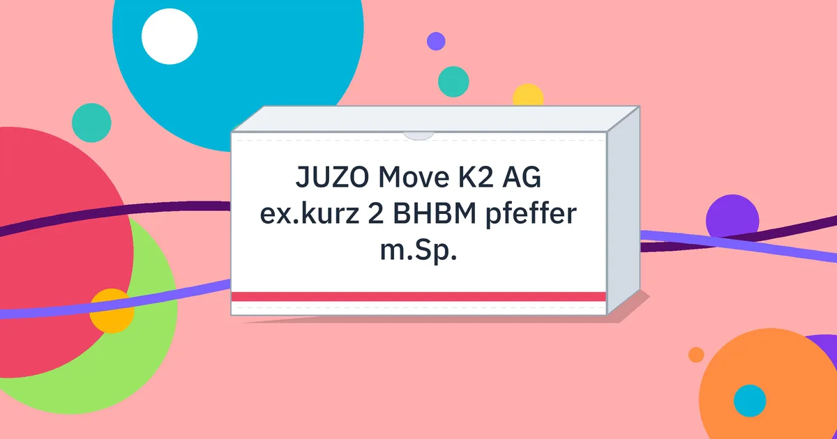 Symbolbild: Packung mit der Aufschrift JUZO Move K2 AG ex.kurz 2 BHBM pfeffer m.Sp. (PZN 16647844) – Verfügbarkeit und Bezug in Apotheken in Frankfurt am Main