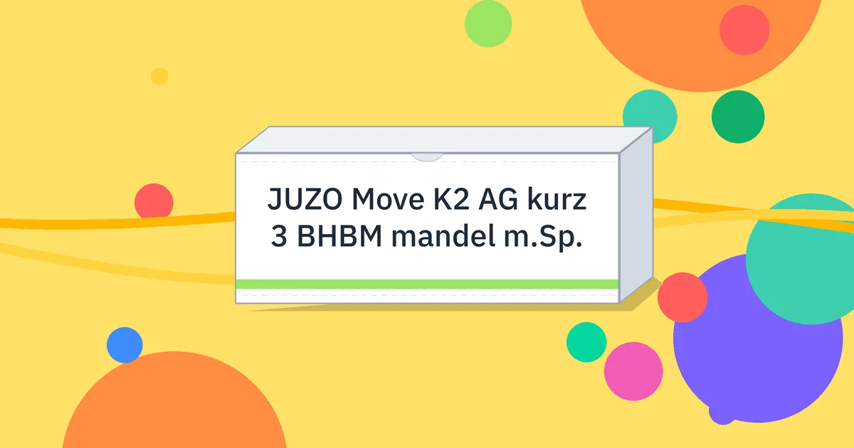 Symbolbild: Packung mit der Aufschrift JUZO Move K2 AG kurz 3 BHBM mandel m.Sp. (PZN 16647790) – Verfügbarkeit und Bezug in Apotheken in Frankfurt am Main