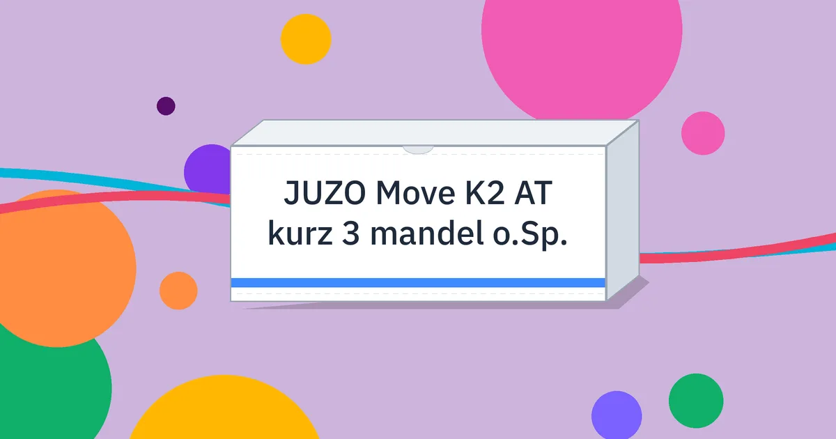 Symbolbild: Packung mit der Aufschrift JUZO Move K2 AT kurz 3 mandel o.Sp. (PZN 20675527) – Verfügbarkeit und Bezug in Apotheken in Frankfurt am Main