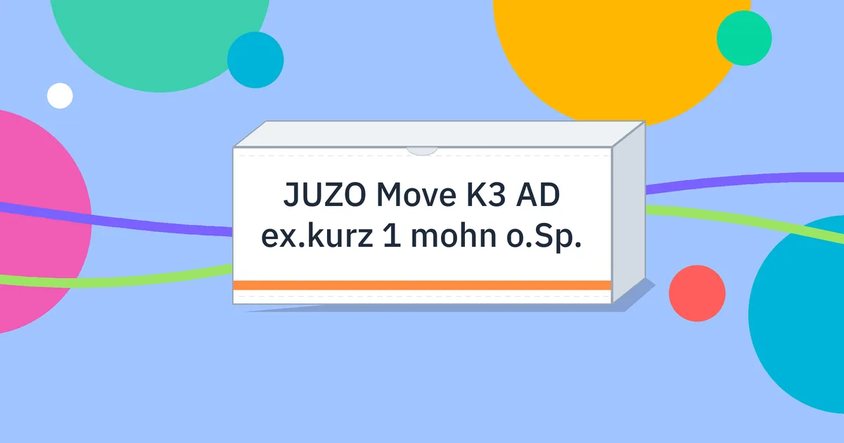 Symbolbild: Packung mit der Aufschrift JUZO Move K3 AD ex.kurz 1 mohn o.Sp. (PZN 18573854) – Verfügbarkeit und Bezug in Apotheken in Frankfurt am Main