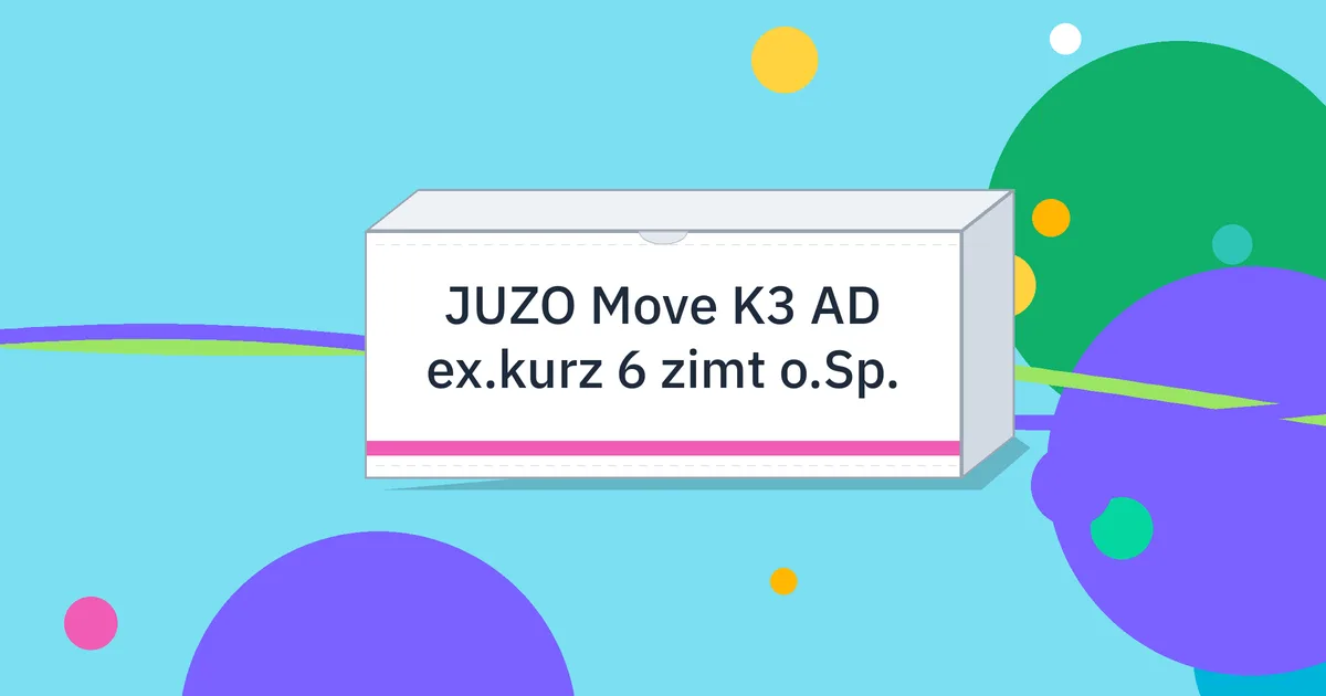 Symbolbild: Packung mit der Aufschrift JUZO Move K3 AD ex.kurz 6 zimt o.Sp. (PZN 18569930) – Verfügbarkeit und Bezug in Apotheken in Frankfurt am Main