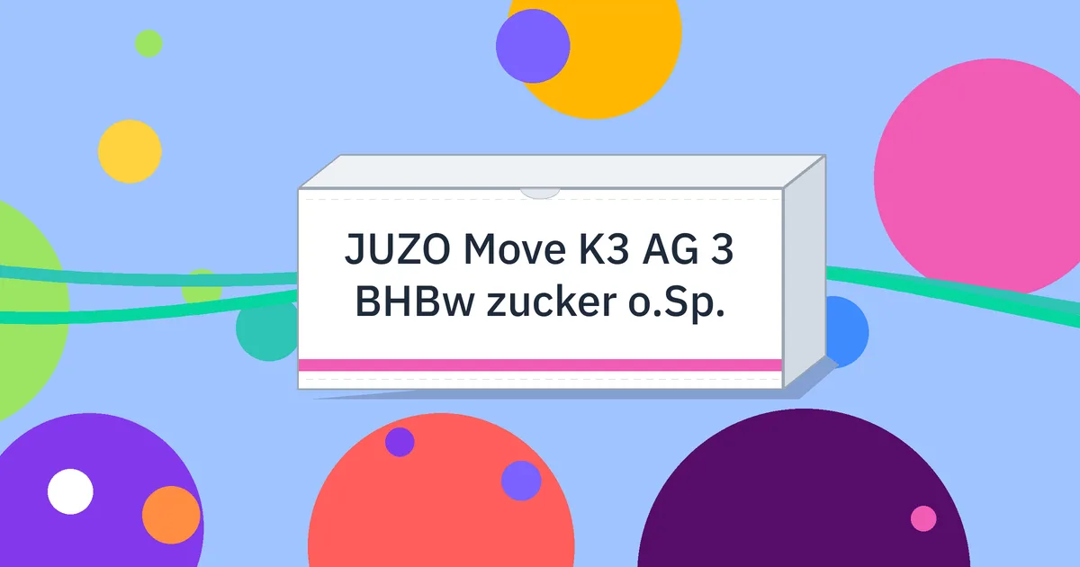 Symbolbild: Packung mit der Aufschrift JUZO Move K3 AG 3 BHBw zucker o.Sp. (PZN 18577734) – Verfügbarkeit und Bezug in Apotheken in Frankfurt am Main