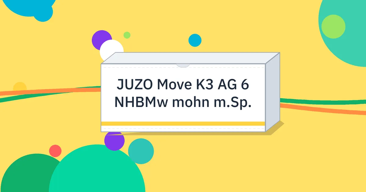 Symbolbild: Packung mit der Aufschrift JUZO Move K3 AG 6 NHBMw mohn m.Sp. (PZN 18586868) – Verfügbarkeit und Bezug in Apotheken in Frankfurt am Main