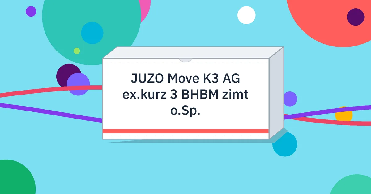 Symbolbild: Packung mit der Aufschrift JUZO Move K3 AG ex.kurz 3 BHBM zimt o.Sp. (PZN 18585981) – Verfügbarkeit und Bezug in Apotheken in Frankfurt am Main