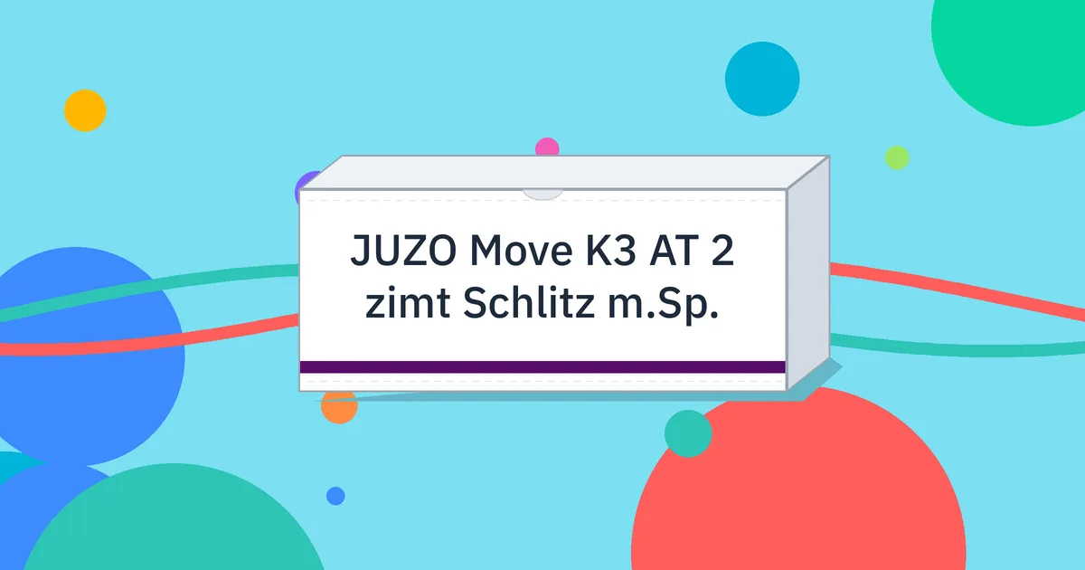 Symbolbild: Packung mit der Aufschrift JUZO Move K3 AT 2 zimt Schlitz m.Sp. (PZN 20677851) – Verfügbarkeit und Bezug in Apotheken in Frankfurt am Main