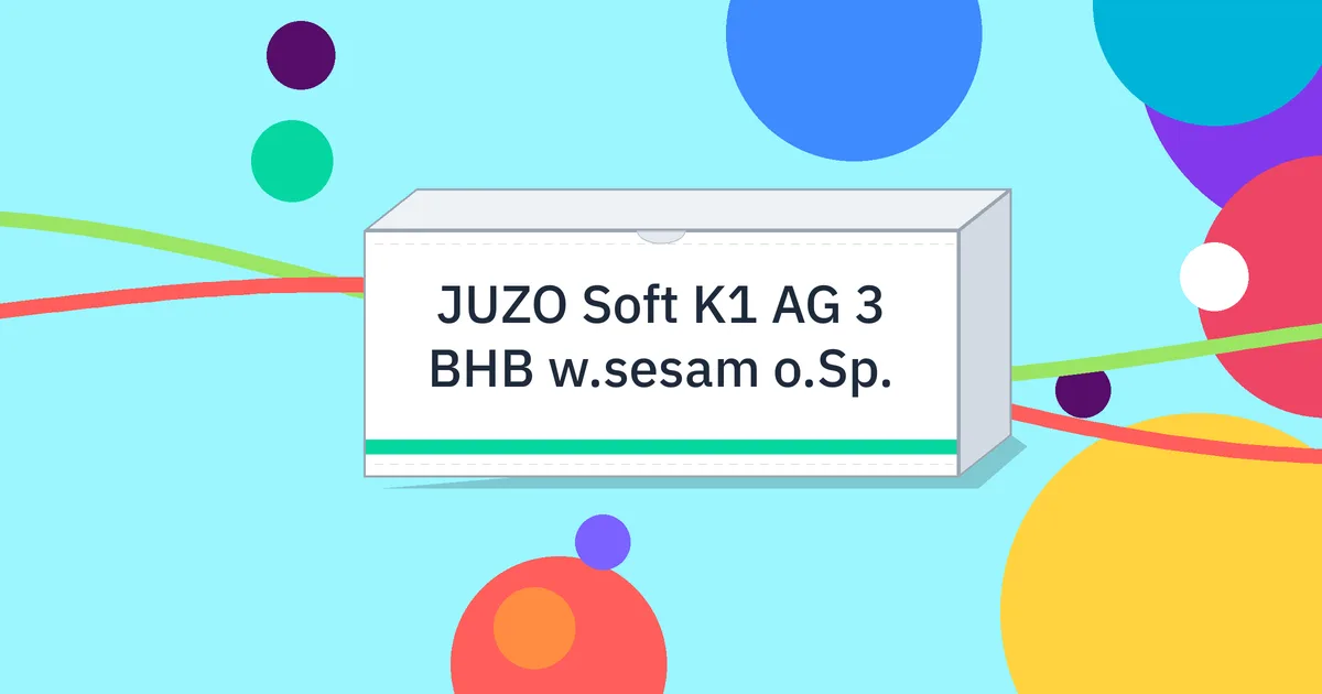 Symbolbild: Packung mit der Aufschrift JUZO Soft K1 AG 3 BHB w.sesam o.Sp. (PZN 14837405) – Verfügbarkeit und Bezug in Apotheken in Frankfurt am Main