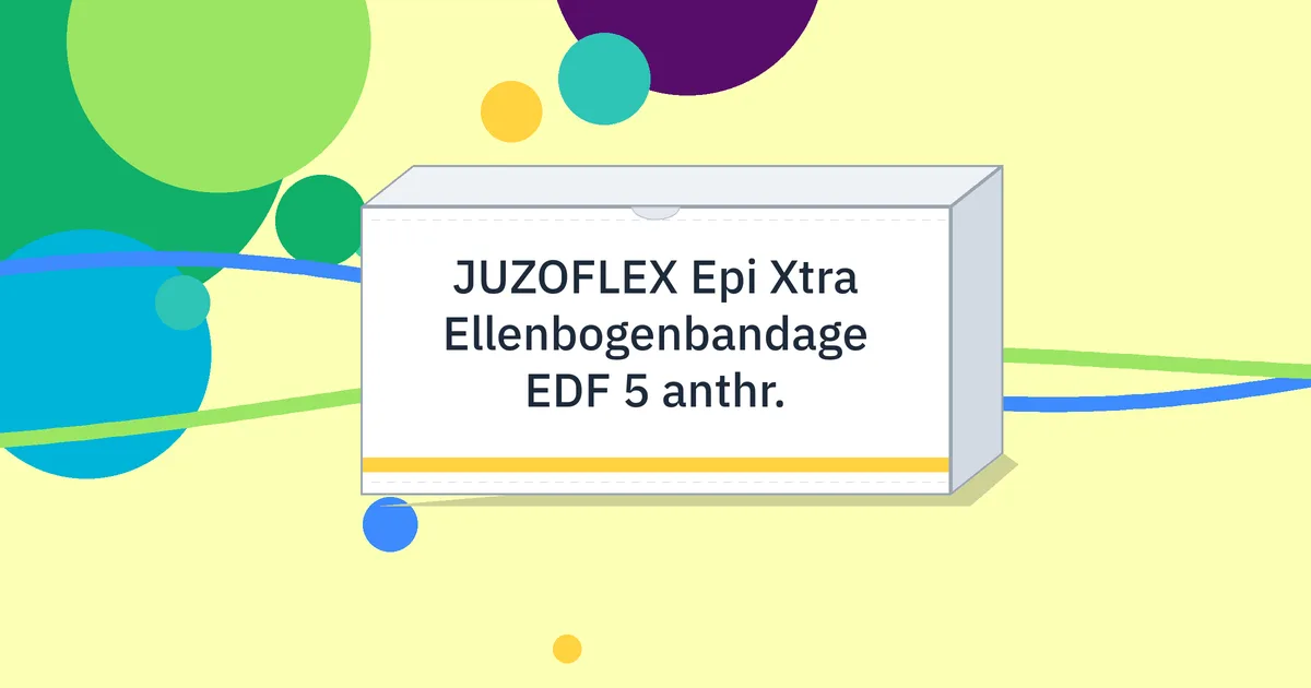 Symbolbild: Packung mit der Aufschrift JUZOFLEX Epi Xtra Ellenbogenbandage EDF 5 anthr. (PZN 16635781) – Verfügbarkeit und Bezug in Apotheken in Frankfurt am Main