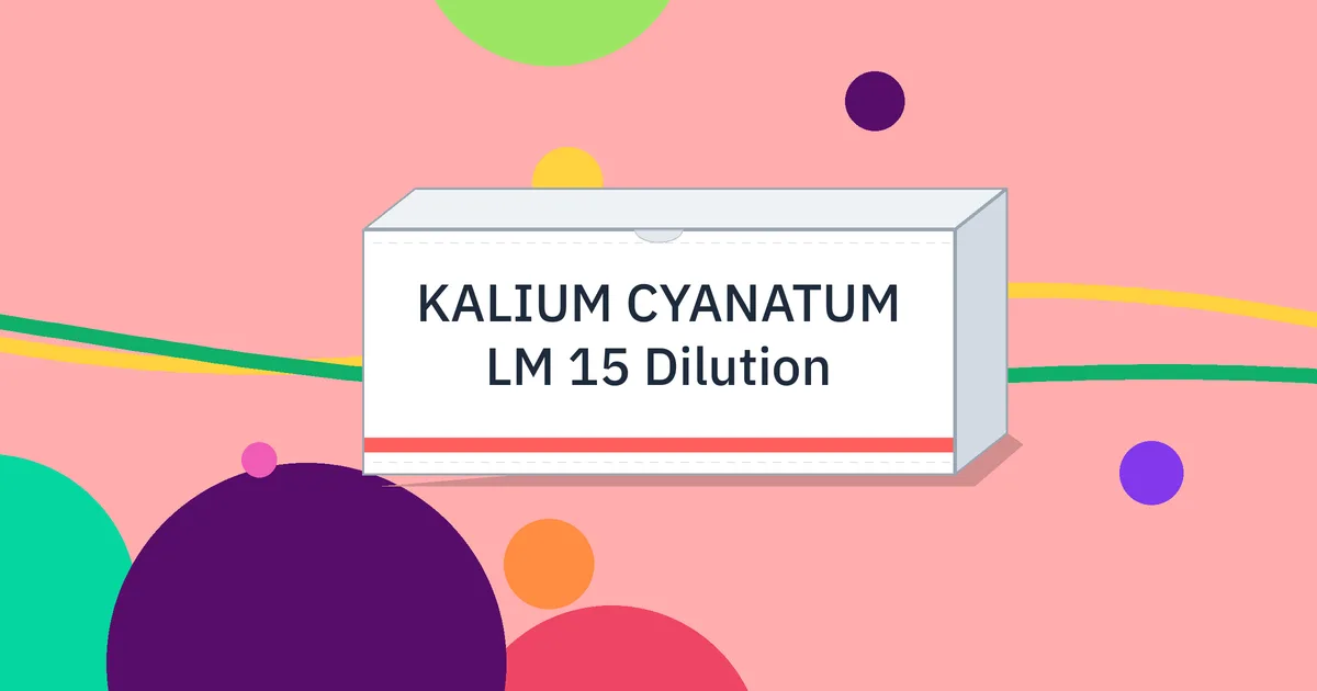 Symbolbild: Packung mit der Aufschrift KALIUM CYANATUM LM 15 Dilution (PZN 12920639) – Verfügbarkeit und Bezug in Apotheken in Frankfurt am Main