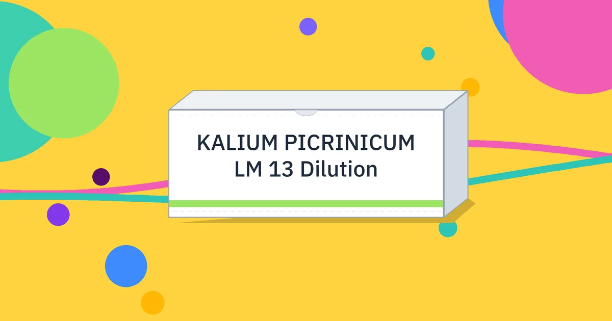 Symbolbild: Packung mit der Aufschrift KALIUM PICRINICUM LM 13 Dilution (PZN 12925016) – Verfügbarkeit und Bezug in Apotheken in Frankfurt am Main