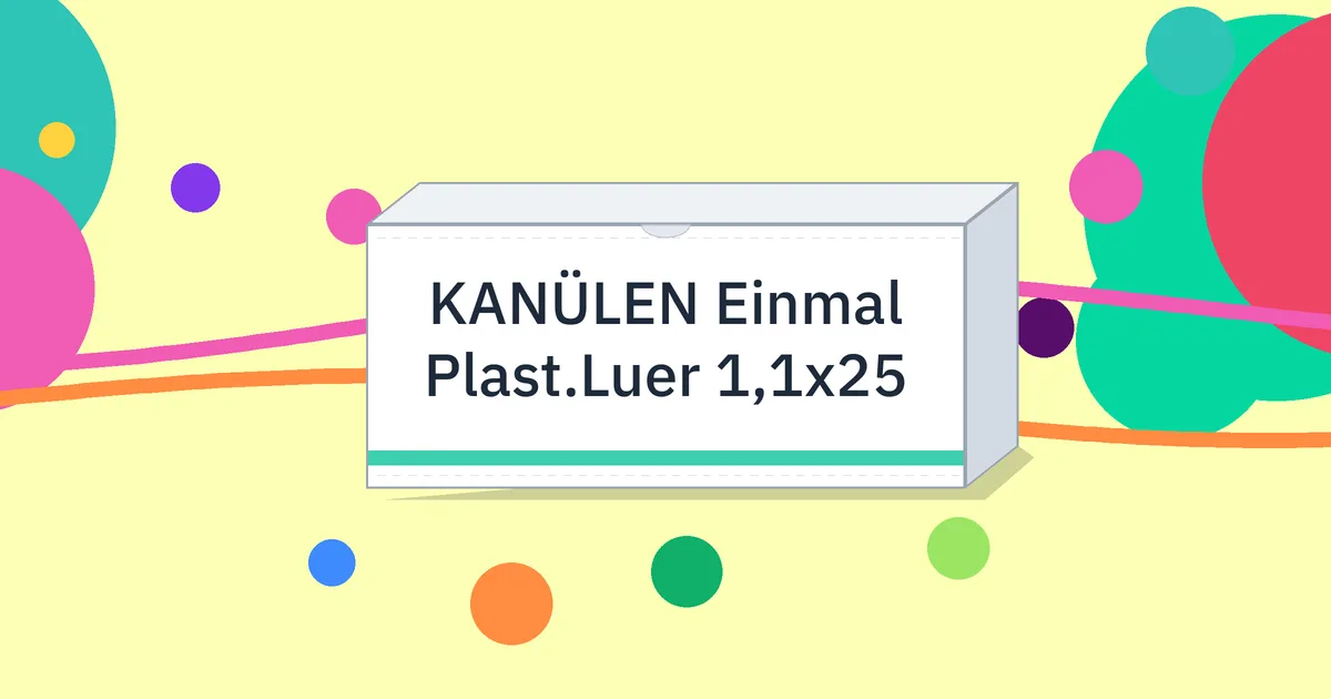 Symbolbild: Packung mit der Aufschrift KANÜLEN Einmal Plast.Luer 1,1x25 (PZN 02440507) – Verfügbarkeit und Bezug in Apotheken in Frankfurt am Main