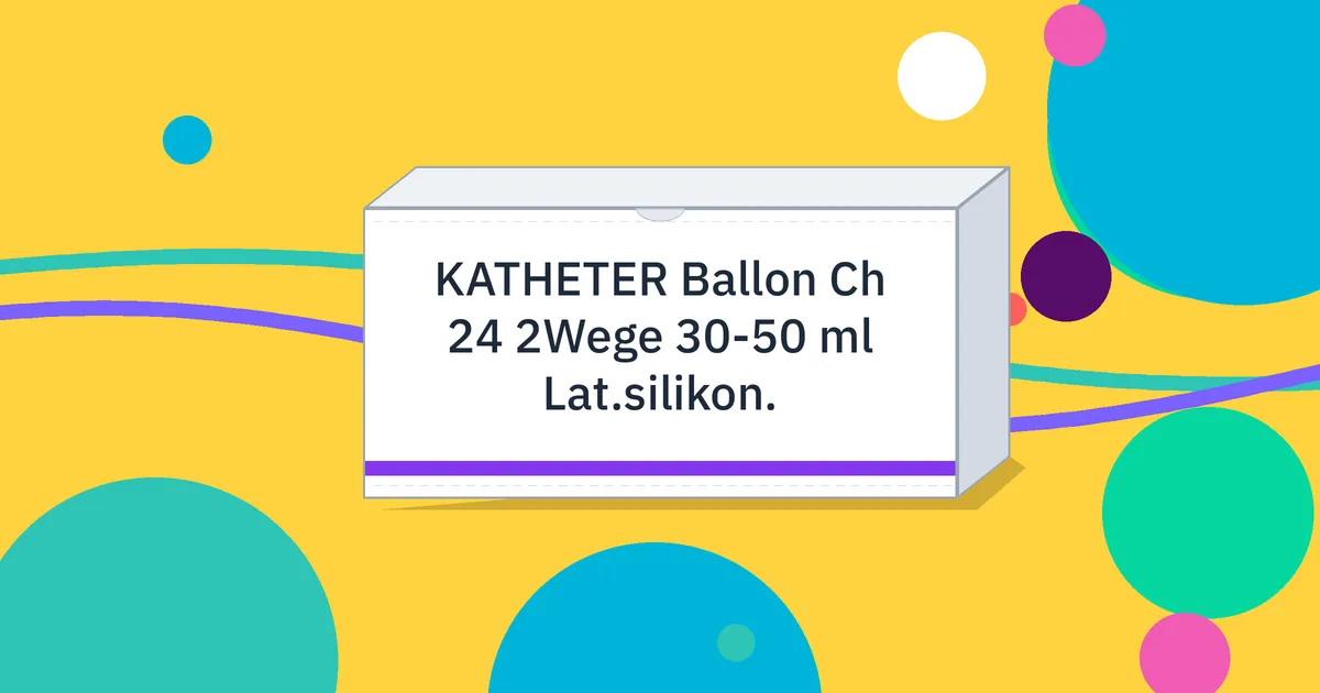 Symbolbild: Packung mit der Aufschrift KATHETER Ballon Ch 24 2Wege 30-50 ml Lat.silikon. (PZN 06866404) – Verfügbarkeit und Bezug in Apotheken in Frankfurt am Main