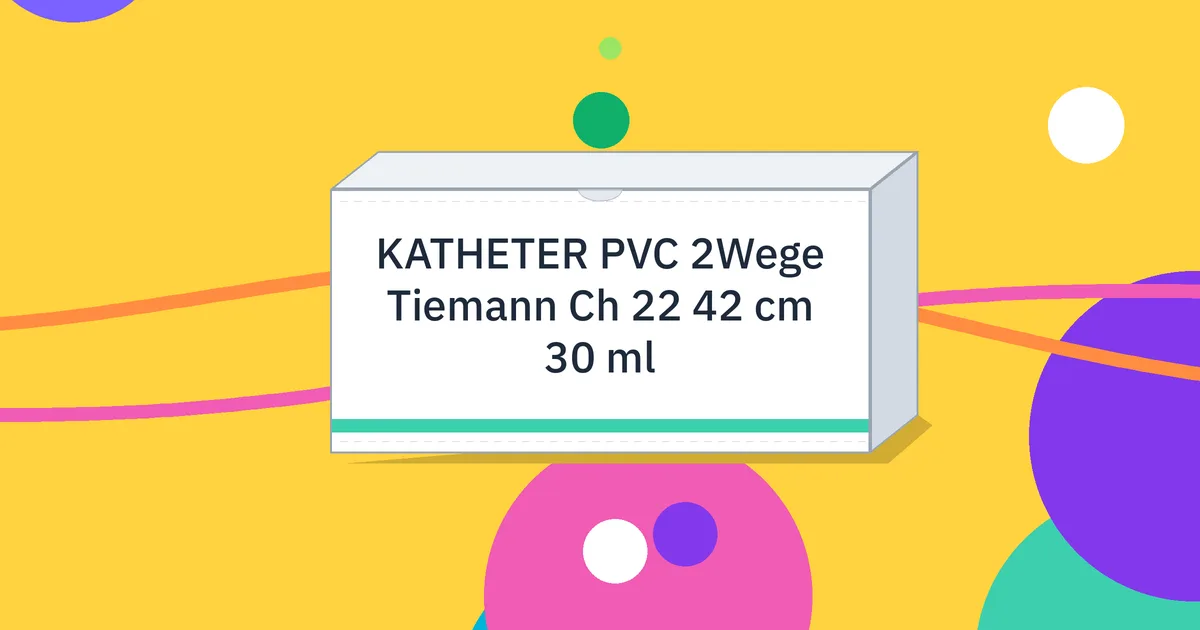 Symbolbild: Packung mit der Aufschrift KATHETER PVC 2Wege Tiemann Ch 22 42 cm 30 ml (PZN 05036250) – Verfügbarkeit und Bezug in Apotheken in Frankfurt am Main