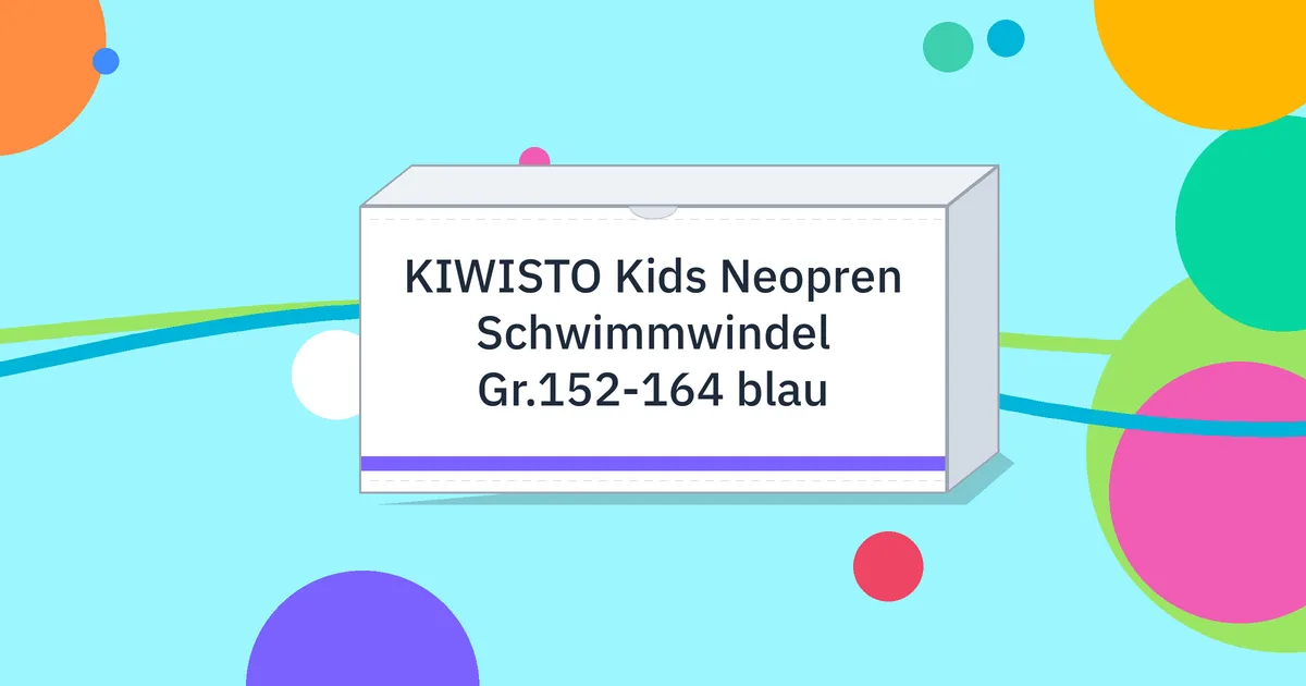 Symbolbild: Packung mit der Aufschrift KIWISTO Kids Neopren Schwimmwindel Gr.152-164 blau (PZN 13986652) – Verfügbarkeit und Bezug in Apotheken in Frankfurt am Main