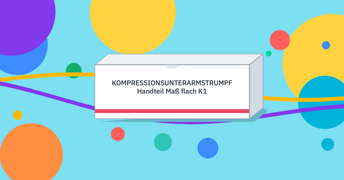Symbolbild: Packung mit der Aufschrift KOMPRESSIONSUNTERARMSTRUMPF Handteil Maß flach K1 (PZN 16746463) – Verfügbarkeit und Bezug in Apotheken in Frankfurt am Main