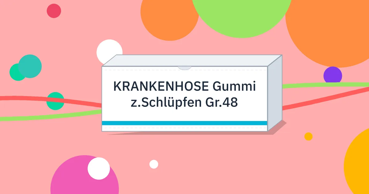 Symbolbild: Packung mit der Aufschrift KRANKENHOSE Gummi z.Schlüpfen Gr.48 (PZN 01740816) – Verfügbarkeit und Bezug in Apotheken in Frankfurt am Main