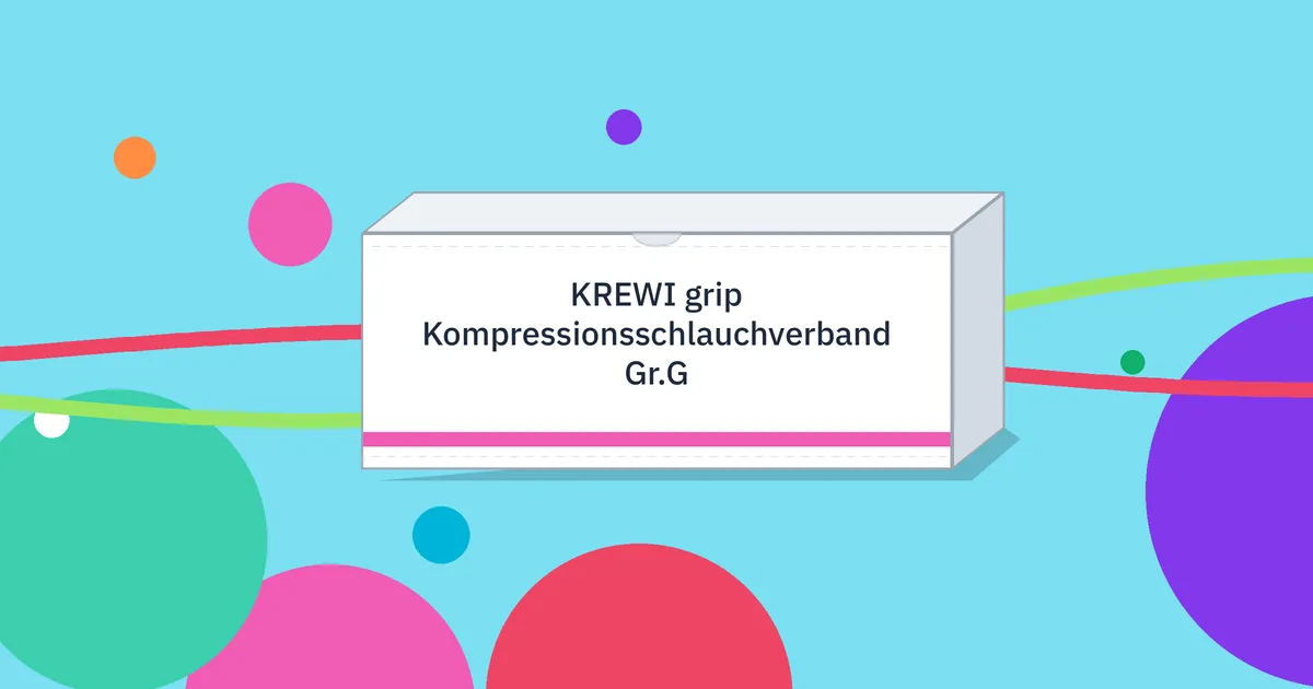 Symbolbild: Packung mit der Aufschrift KREWI grip Kompressionsschlauchverband Gr.G (PZN 03765542) – Verfügbarkeit und Bezug in Apotheken in Frankfurt am Main