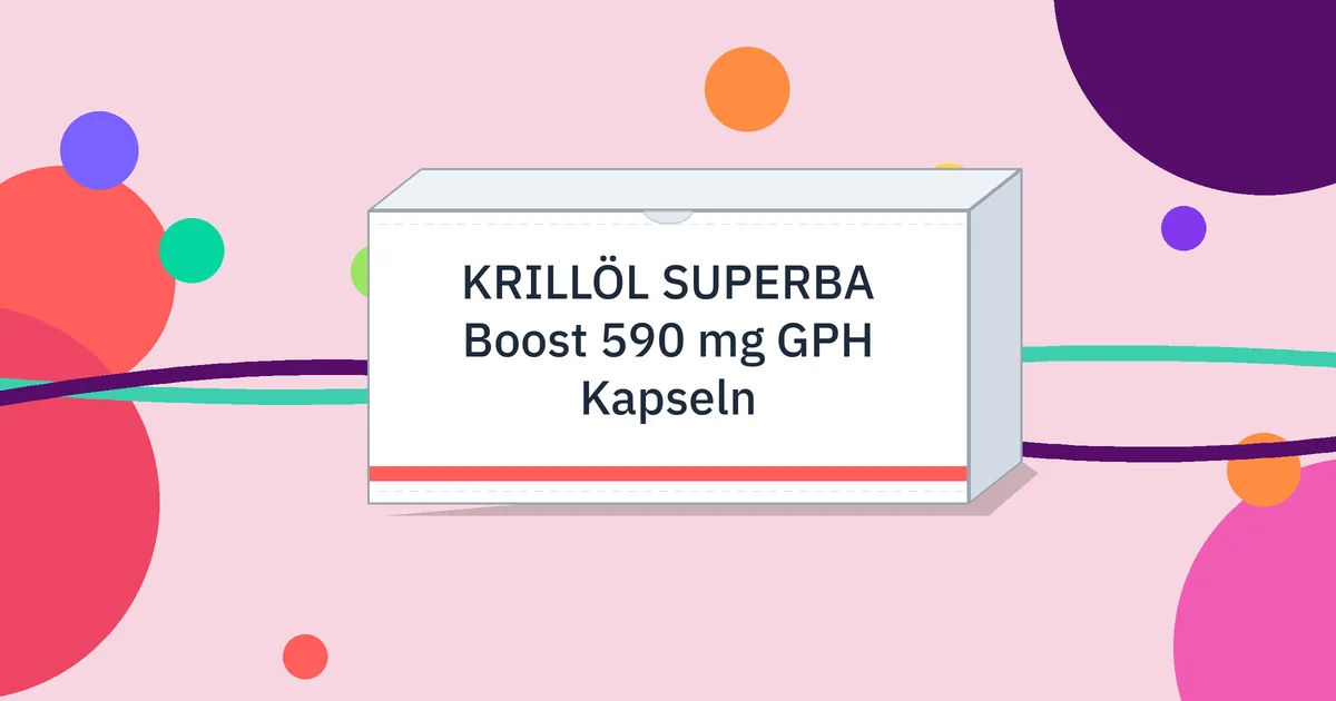 Symbolbild: Packung mit der Aufschrift KRILLÖL SUPERBA Boost 590 mg GPH Kapseln (PZN 20890970) – Verfügbarkeit und Bezug in Apotheken in Frankfurt am Main