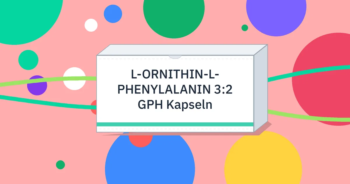 Symbolbild: Packung mit der Aufschrift L-ORNITHIN-L-PHENYLALANIN 3:2 GPH Kapseln (PZN 09918604) – Verfügbarkeit und Bezug in Apotheken in Frankfurt am Main