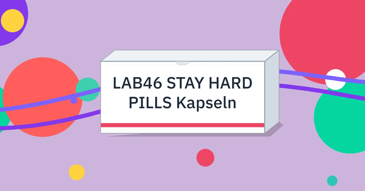 Symbolbild: Packung mit der Aufschrift LAB46 STAY HARD PILLS Kapseln (PZN 19832542) – Verfügbarkeit und Bezug in Apotheken in Frankfurt am Main