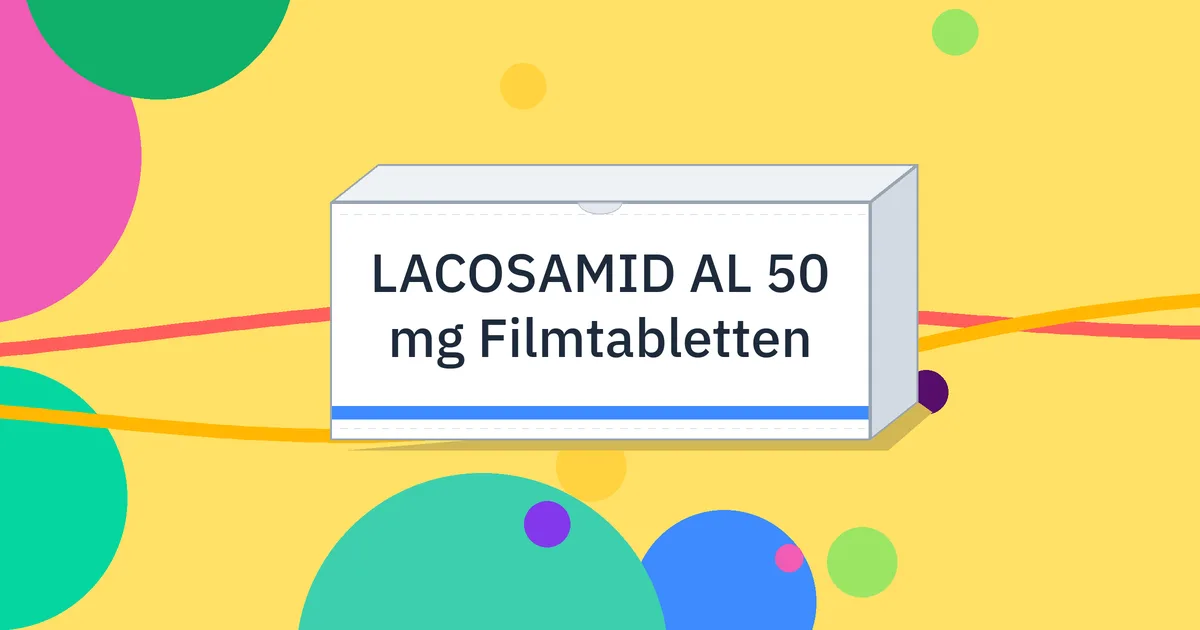 Symbolbild: Packung mit der Aufschrift LACOSAMID AL 50 mg Filmtabletten (PZN 17876937) – Verfügbarkeit und Bezug in Apotheken in Frankfurt am Main