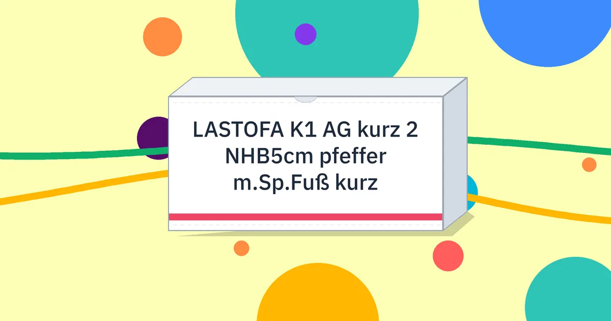 Symbolbild: Packung mit der Aufschrift LASTOFA K1 AG kurz 2 NHB5cm pfeffer m.Sp.Fuß kurz (PZN 13790475) – Verfügbarkeit und Bezug in Apotheken in Frankfurt am Main