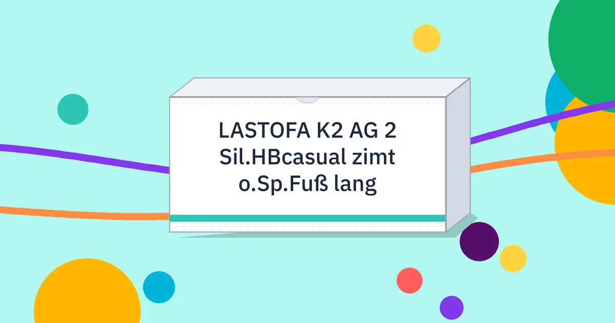 Symbolbild: Packung mit der Aufschrift LASTOFA K2 AG 2 Sil.HBcasual zimt o.Sp.Fuß lang (PZN 14149421) – Verfügbarkeit und Bezug in Apotheken in Frankfurt am Main