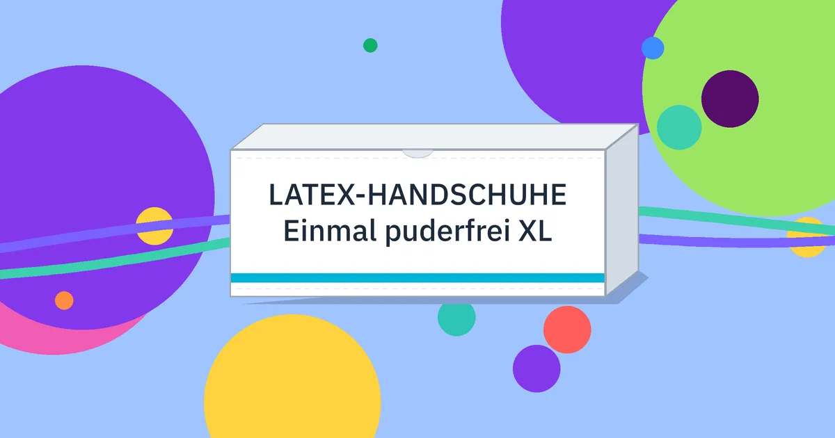 Symbolbild: Packung mit der Aufschrift LATEX-HANDSCHUHE Einmal puderfrei XL (PZN 08920792) – Verfügbarkeit und Bezug in Apotheken in Frankfurt am Main