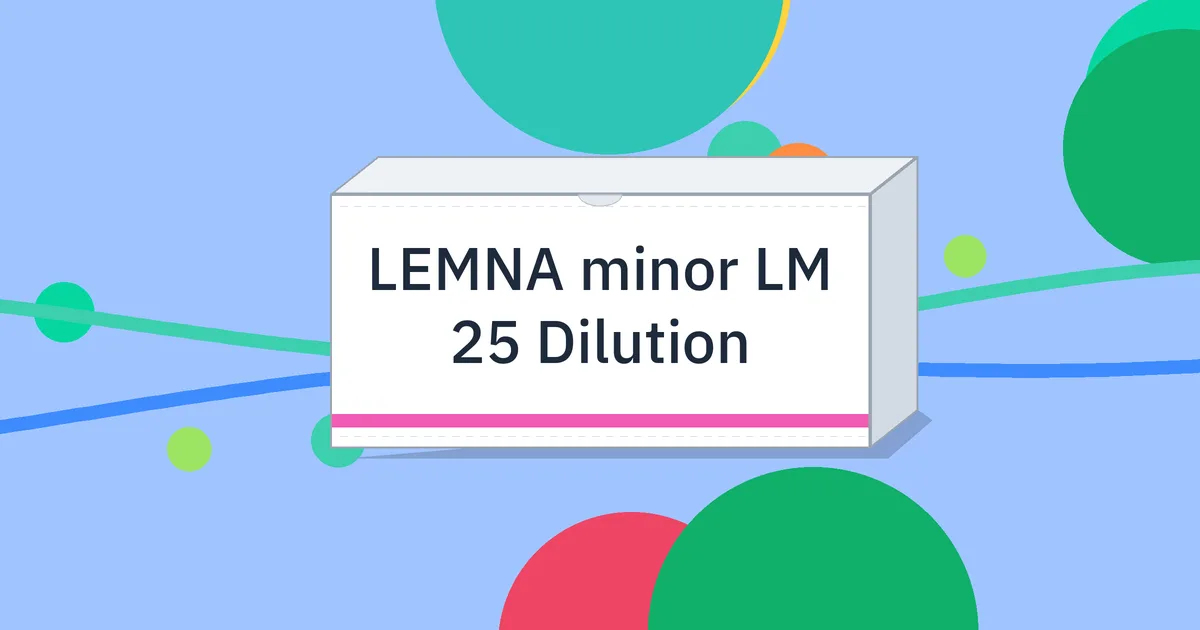 Symbolbild: Packung mit der Aufschrift LEMNA minor LM 25 Dilution (PZN 13525112) – Verfügbarkeit und Bezug in Apotheken in Frankfurt am Main