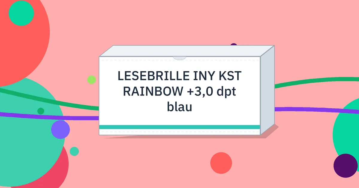 Symbolbild: Packung mit der Aufschrift LESEBRILLE INY KST RAINBOW +3,0 dpt blau (PZN 19941188) – Verfügbarkeit und Bezug in Apotheken in Frankfurt am Main