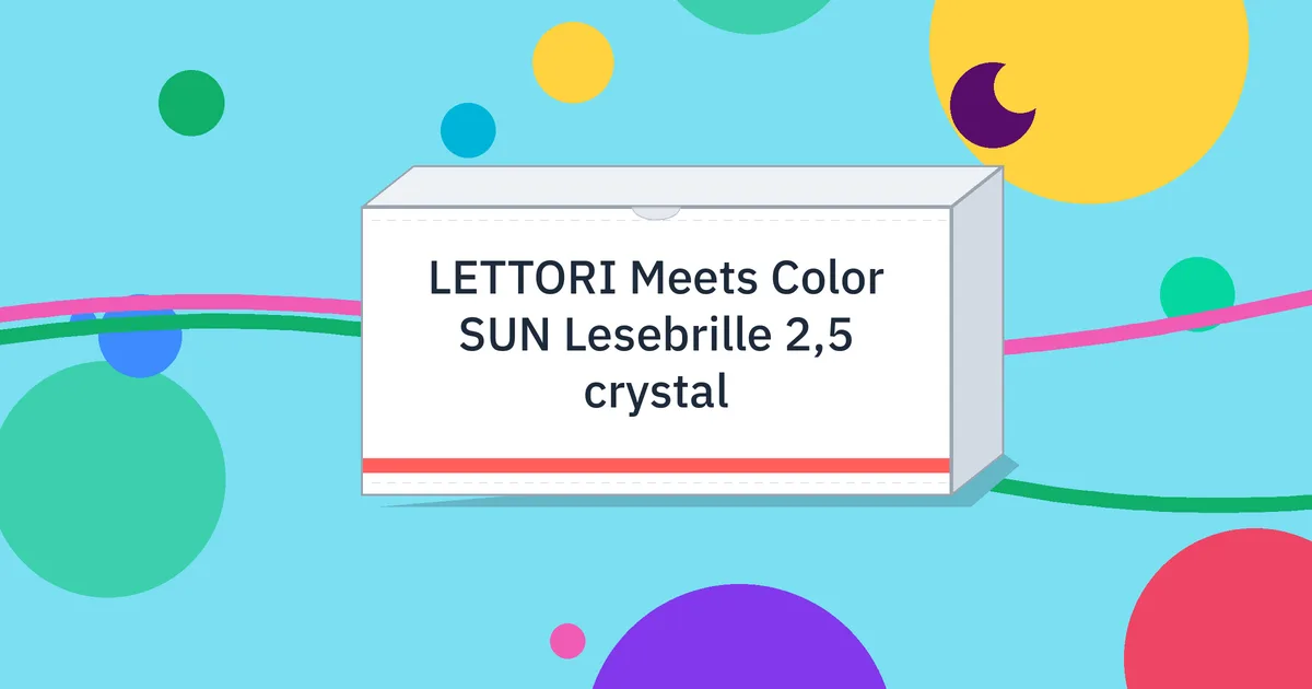 Symbolbild: Packung mit der Aufschrift LETTORI Meets Color SUN Lesebrille 2,5 crystal (PZN 11162869) – Verfügbarkeit und Bezug in Apotheken in Frankfurt am Main