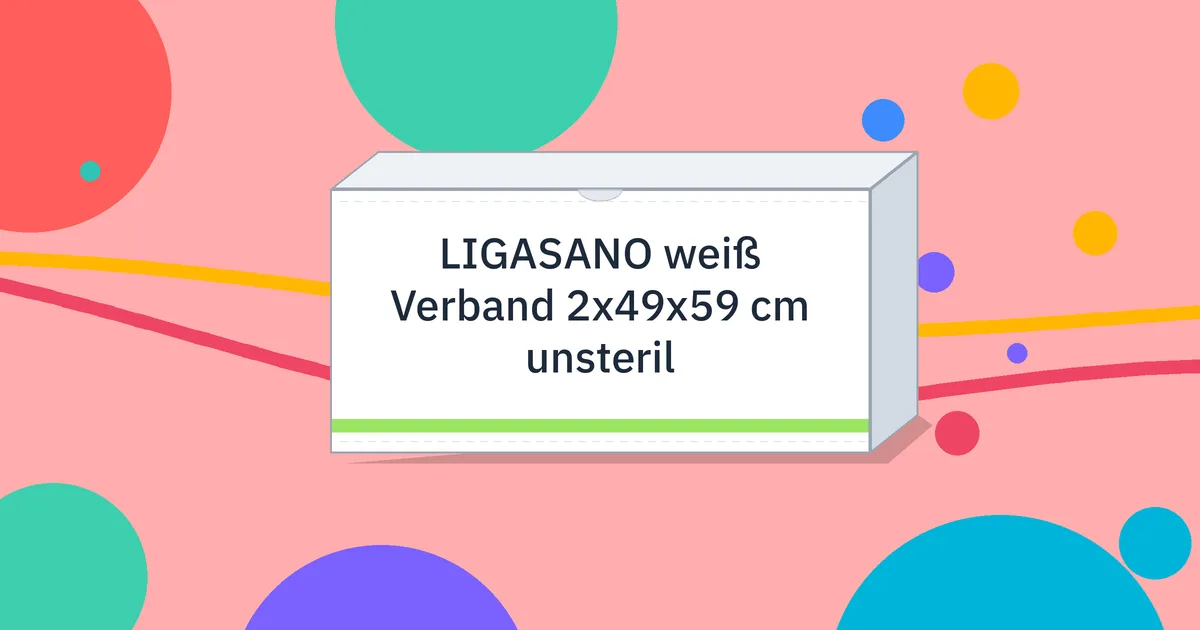 Symbolbild: Packung mit der Aufschrift LIGASANO weiß Verband 2x49x59 cm unsteril (PZN 20172051) – Verfügbarkeit und Bezug in Apotheken in Frankfurt am Main