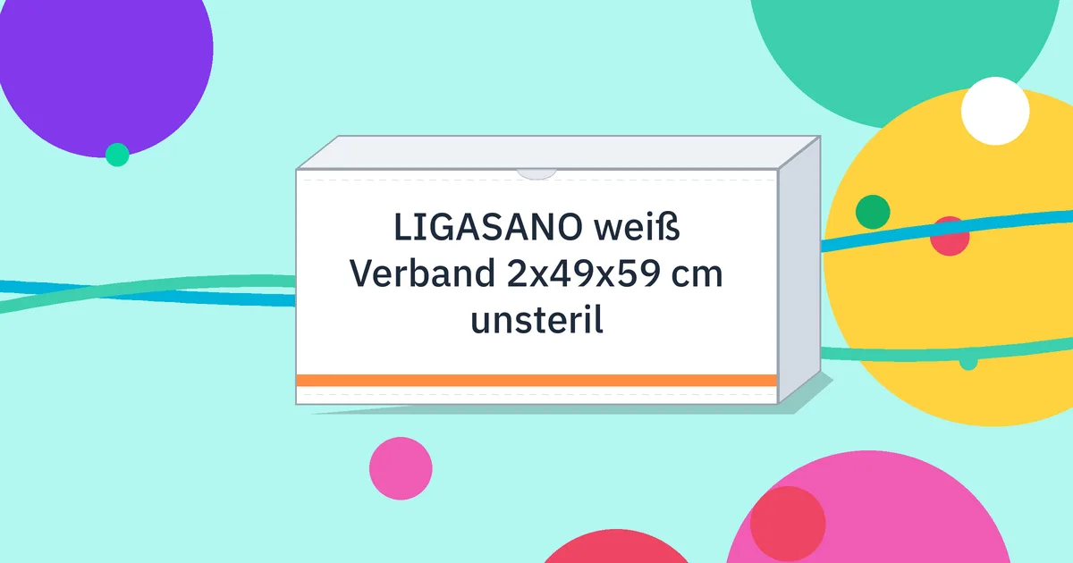 Symbolbild: Packung mit der Aufschrift LIGASANO weiß Verband 2x49x59 cm unsteril (PZN 20172068) – Verfügbarkeit und Bezug in Apotheken in Frankfurt am Main