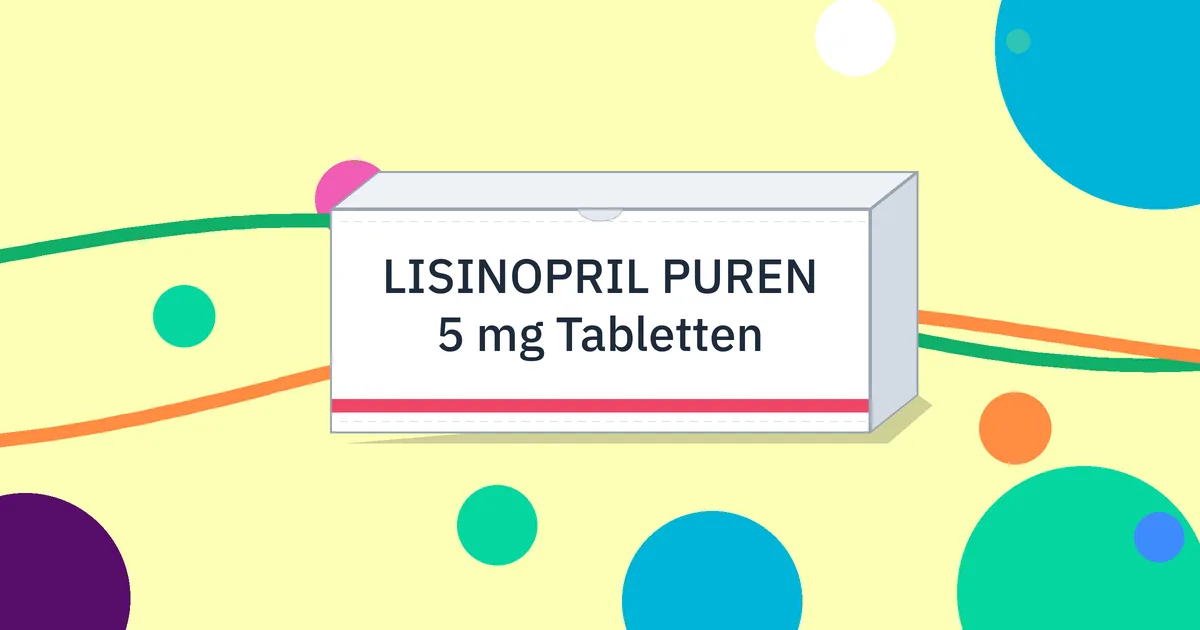 Symbolbild: Packung mit der Aufschrift LISINOPRIL PUREN 5 mg Tabletten (PZN 13706279) – Verfügbarkeit und Bezug in Apotheken in Frankfurt am Main