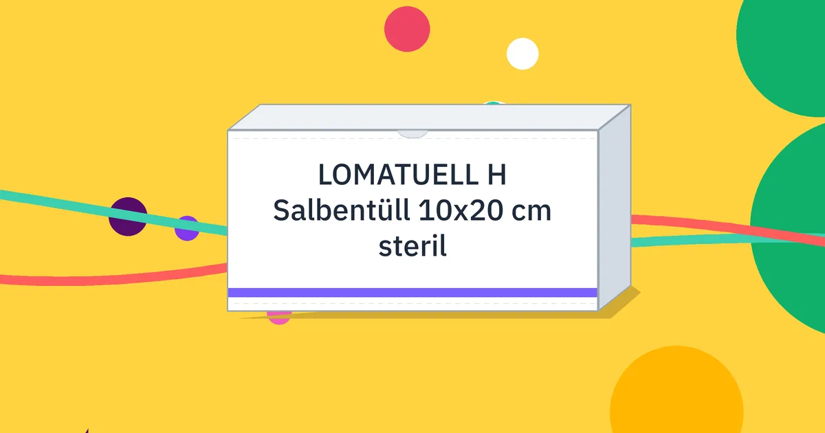 Symbolbild: Packung mit der Aufschrift LOMATUELL H Salbentüll 10x20 cm steril (PZN 12586123) – Verfügbarkeit und Bezug in Apotheken in Frankfurt am Main