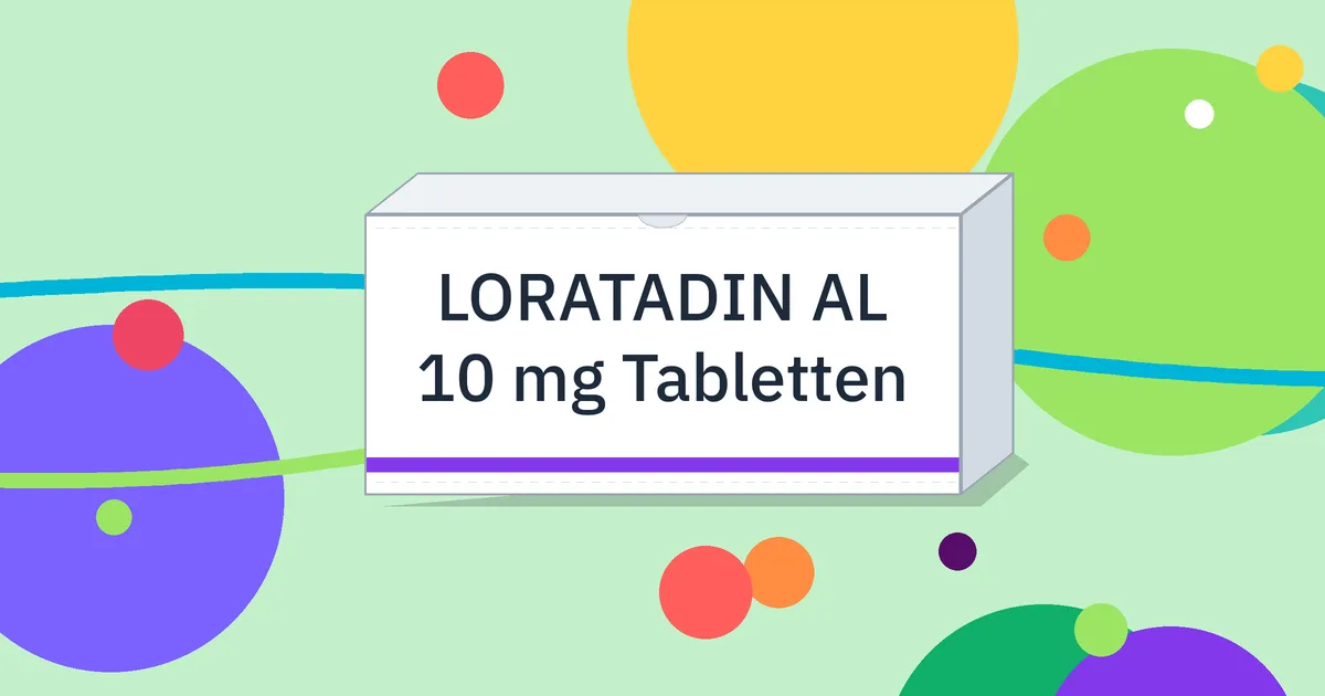 Symbolbild: Packung mit der Aufschrift LORATADIN AL 10 mg Tabletten (PZN 01653968) – Verfügbarkeit und Bezug in Apotheken in Frankfurt am Main