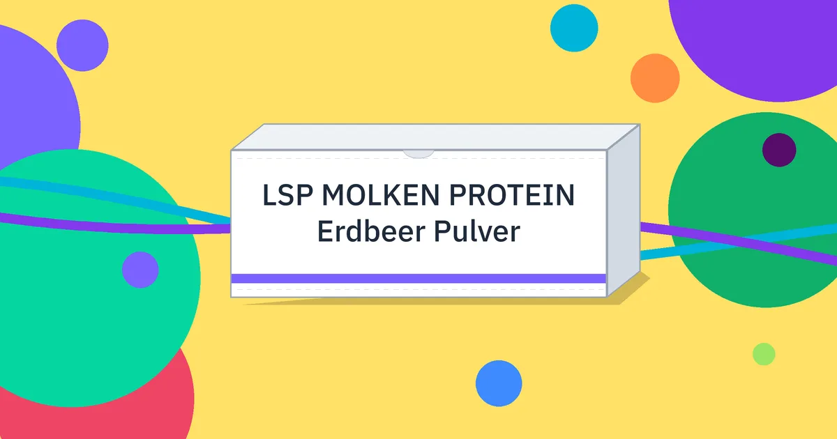 Symbolbild: Packung mit der Aufschrift LSP MOLKEN PROTEIN Erdbeer Pulver (PZN 09725199) – Verfügbarkeit und Bezug in Apotheken in Frankfurt am Main