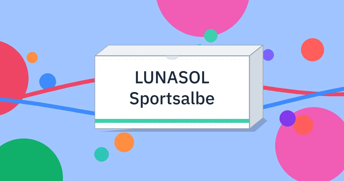 Symbolbild: Packung mit der Aufschrift LUNASOL Sportsalbe (PZN 19755907) – Verfügbarkeit und Bezug in Apotheken in Frankfurt am Main