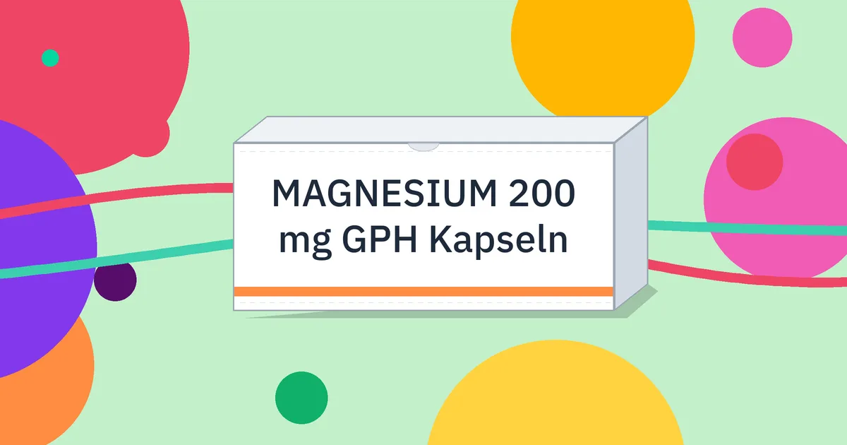 Symbolbild: Packung mit der Aufschrift MAGNESIUM 200 mg GPH Kapseln (PZN 11146534) – Verfügbarkeit und Bezug in Apotheken in Frankfurt am Main
