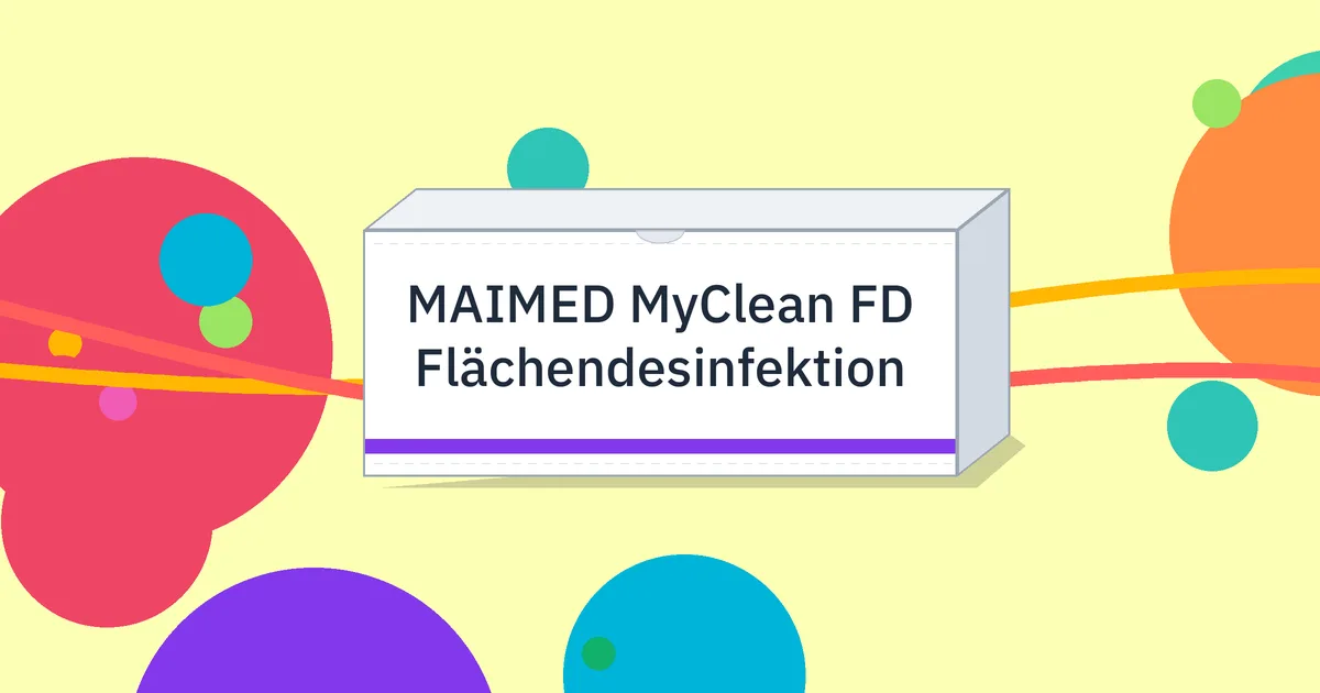 Symbolbild: Packung mit der Aufschrift MAIMED MyClean FD Flächendesinfektion (PZN 10306007) – Verfügbarkeit und Bezug in Apotheken in Frankfurt am Main