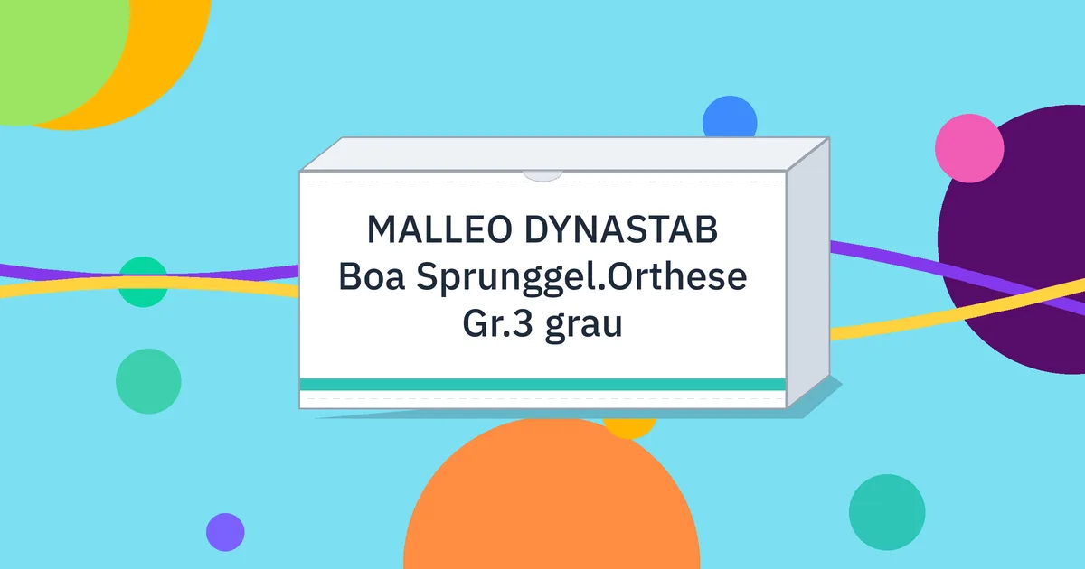 Symbolbild: Packung mit der Aufschrift MALLEO DYNASTAB Boa Sprunggel.Orthese Gr.3 grau (PZN 10928068) – Verfügbarkeit und Bezug in Apotheken in Frankfurt am Main