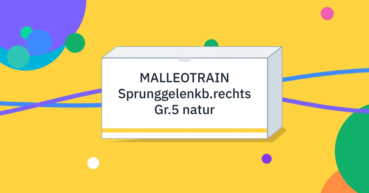 Symbolbild: Packung mit der Aufschrift MALLEOTRAIN Sprunggelenkb.rechts Gr.5 natur (PZN 01283738) – Verfügbarkeit und Bezug in Apotheken in Frankfurt am Main