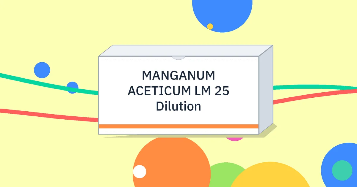 Symbolbild: Packung mit der Aufschrift MANGANUM ACETICUM LM 25 Dilution (PZN 12942523) – Verfügbarkeit und Bezug in Apotheken in Frankfurt am Main