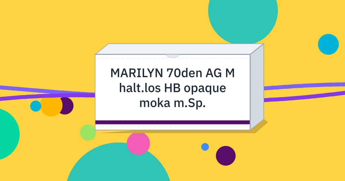 Symbolbild: Packung mit der Aufschrift MARILYN 70den AG M halt.los HB opaque moka m.Sp. (PZN 16186188) – Verfügbarkeit und Bezug in Apotheken in Frankfurt am Main