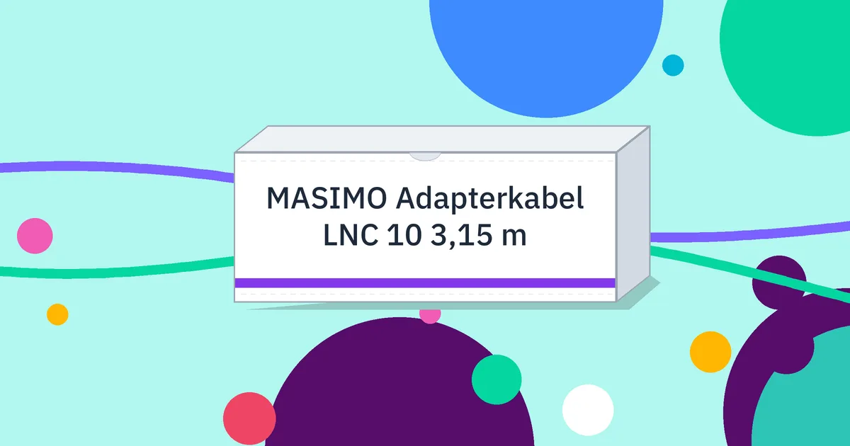 Symbolbild: Packung mit der Aufschrift MASIMO Adapterkabel LNC 10 3,15 m (PZN 04776594) – Verfügbarkeit und Bezug in Apotheken in Frankfurt am Main