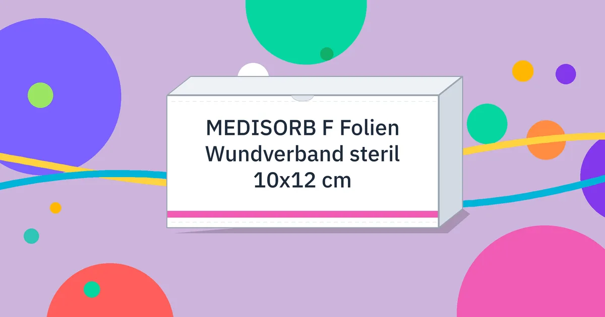Symbolbild: Packung mit der Aufschrift MEDISORB F Folien Wundverband steril 10x12 cm (PZN 10346260) – Verfügbarkeit und Bezug in Apotheken in Frankfurt am Main